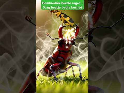 Bombardier beetle rages - Stag beetle badly burned 😱 #beetle
