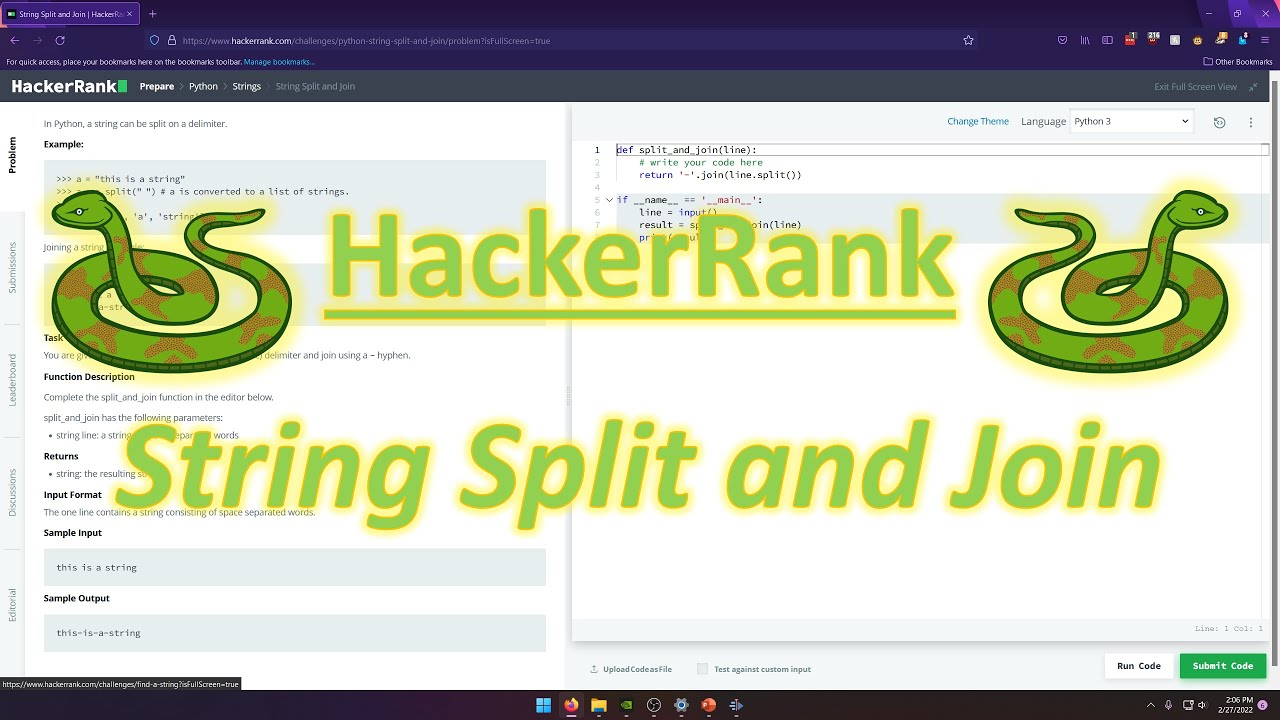 HackerRank (Python): String Split and Join