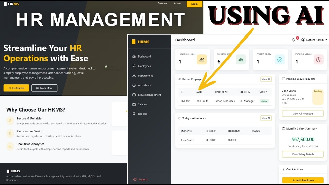 Build HR Management System with PHP & MySQL 🔥 (Full Project using AI + XAMPP)  Step-by-Step Guide