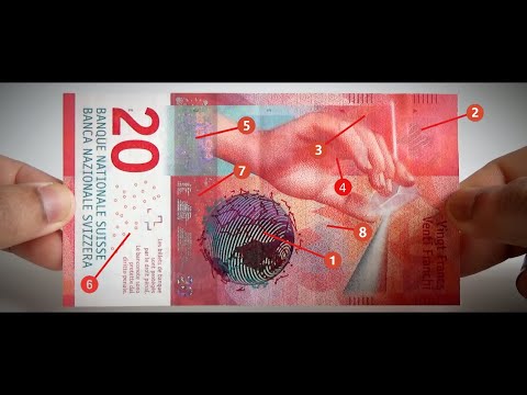 Swiss New 20 FRANC Hybrid Banknote - KEY SECURITY FEATURES | SWITZERLAND - EUROPE