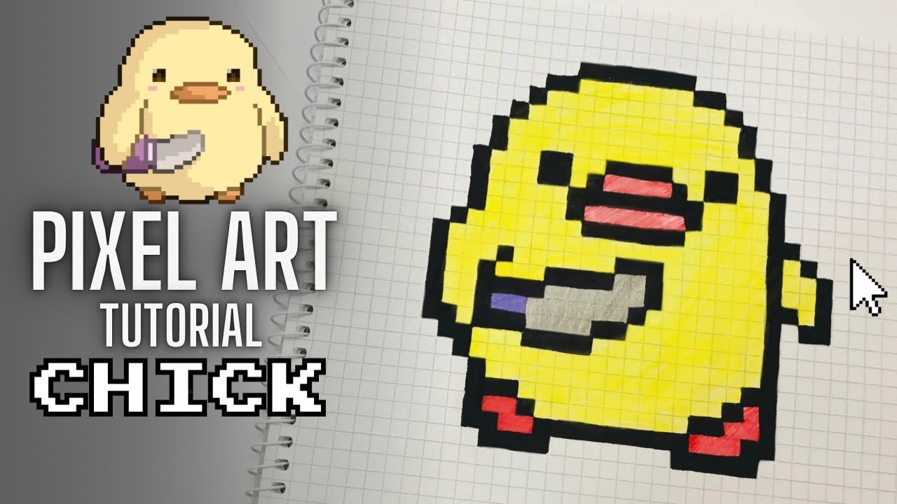 Pixel Art Tutorial: Cute Duck Holding a Knife Step by Step