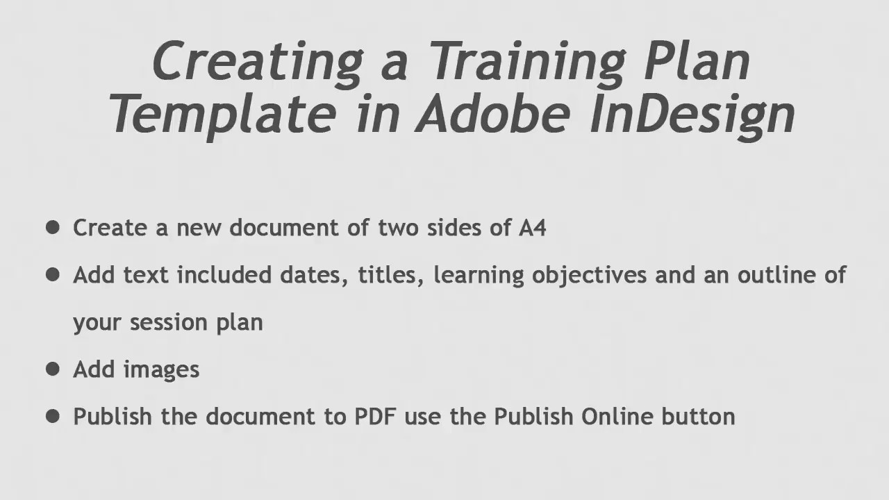 Week 4 Assignment   Creating a Training Plan template document
