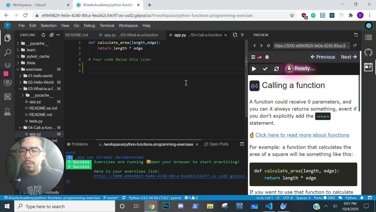 #4 Python Beginner Exercise Series- Calling a Function  -4Geeks Academy-