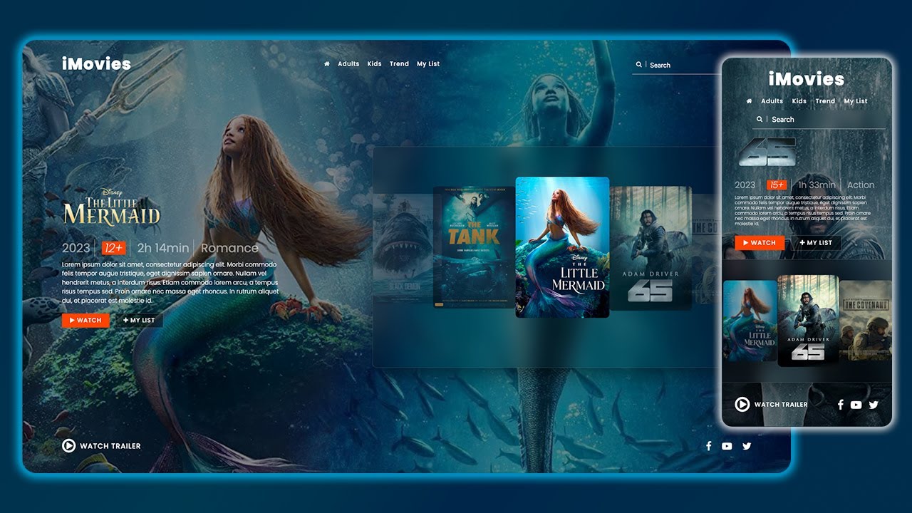 Creating an Animated & Responsive Movie Website Landing Page | HTML, CSS & javaScript, Carousel