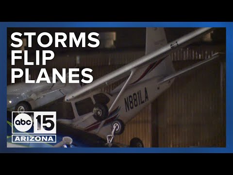 Storms leave path of destruction, flipping planes at Mesa's Falcon Field Airport