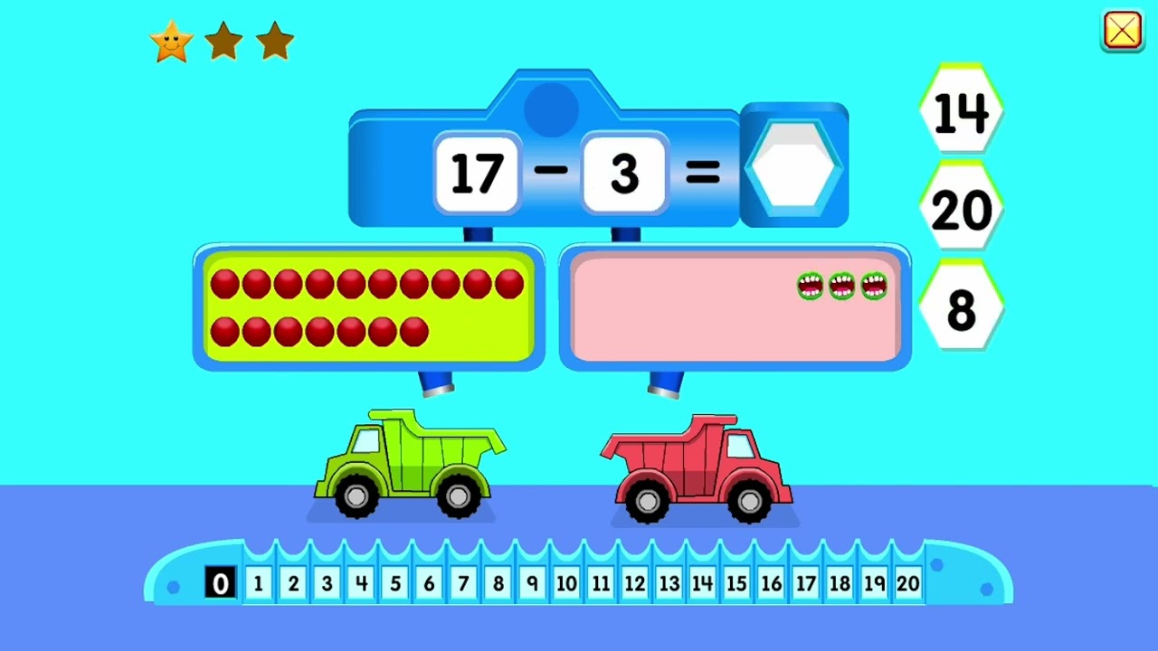 subtraction below 20 starfall