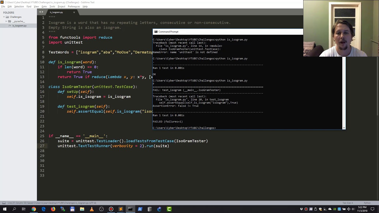 Python - Challenges - is isogram
