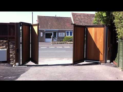 Automated, Wooden Infill, Bi folding Gates - The Electric Gate Company