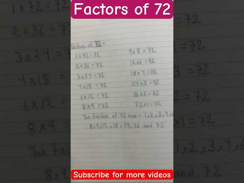 Factors of 72 #primefactorization #primefactors #maths #shortsvideo #shorts #foryou #mathstricks