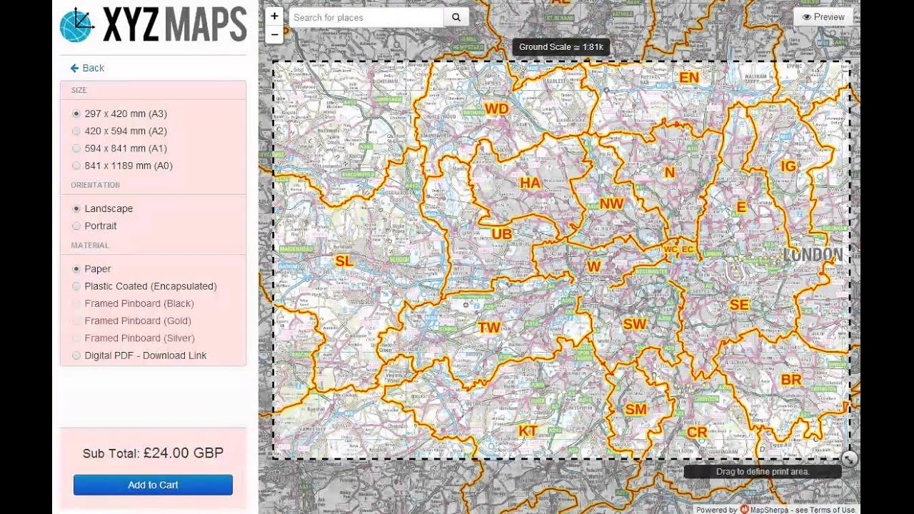 XYZ Maps - Postcode Maps