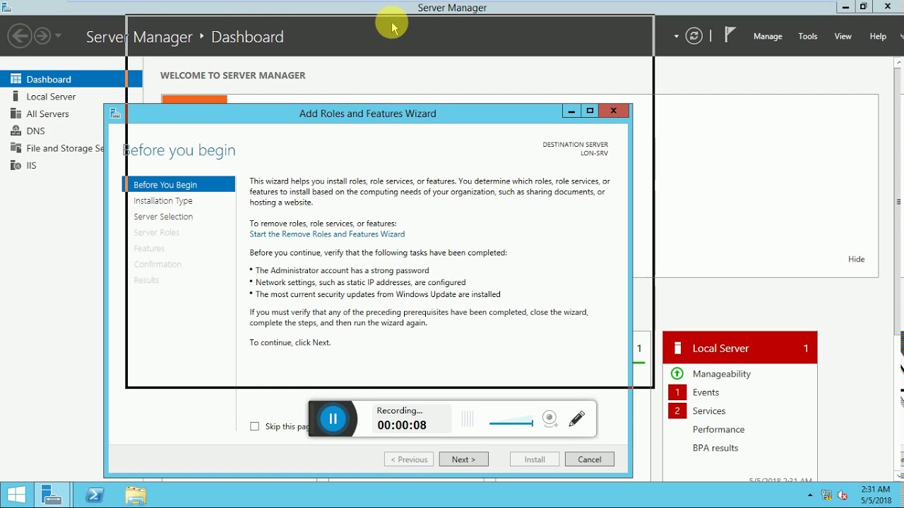 Create a domain controller in Windows server 2012