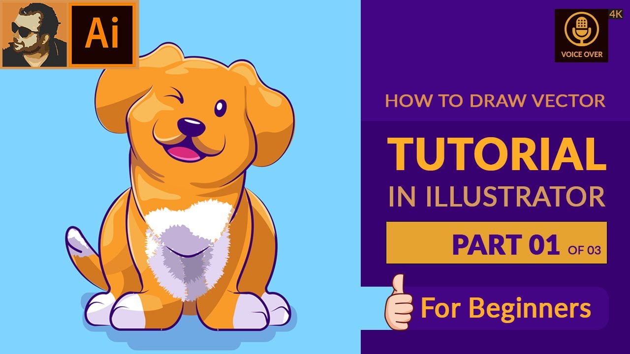 How to Draw a Vector Puppy in Adobe illustrator | Tutorial For Beginners | Part 01