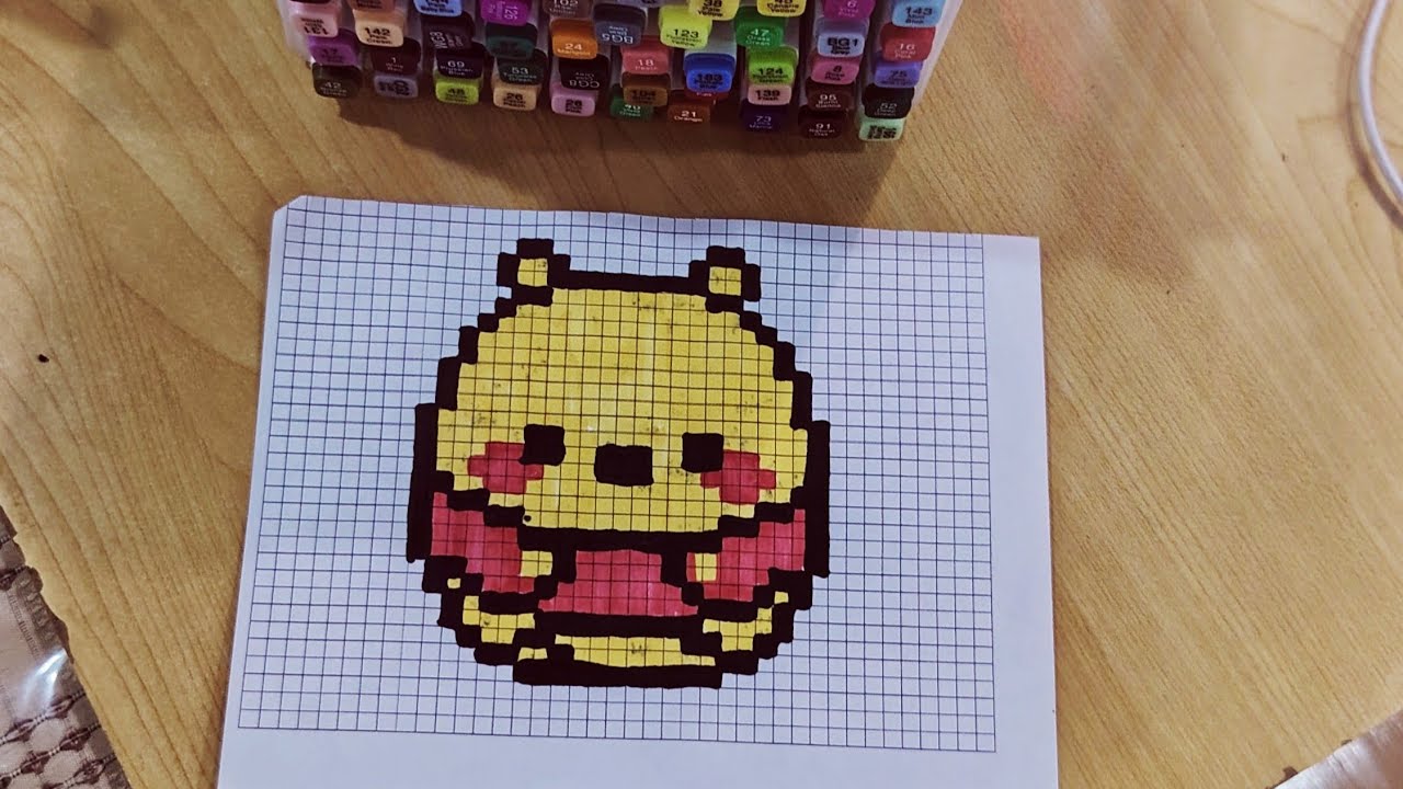 Bear Pixel Art step-by-step tutorial for kids