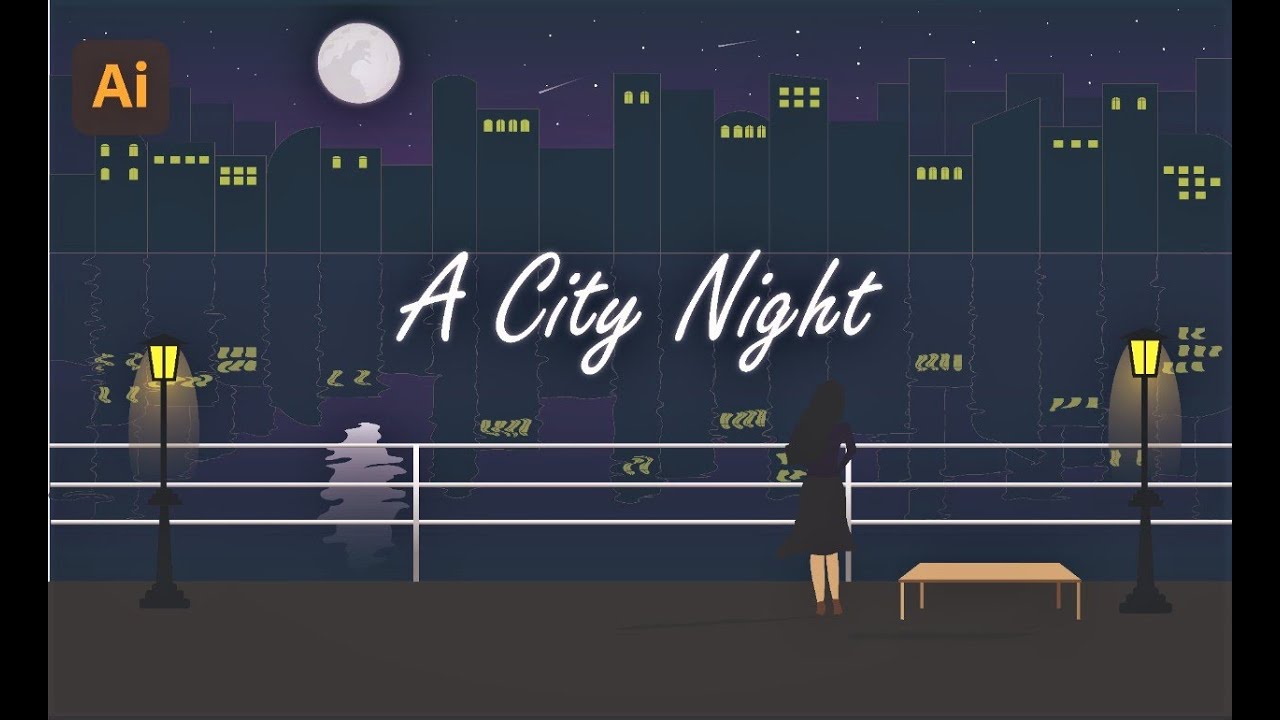 Vector Illustration Tutorial for Beginners | A City Night