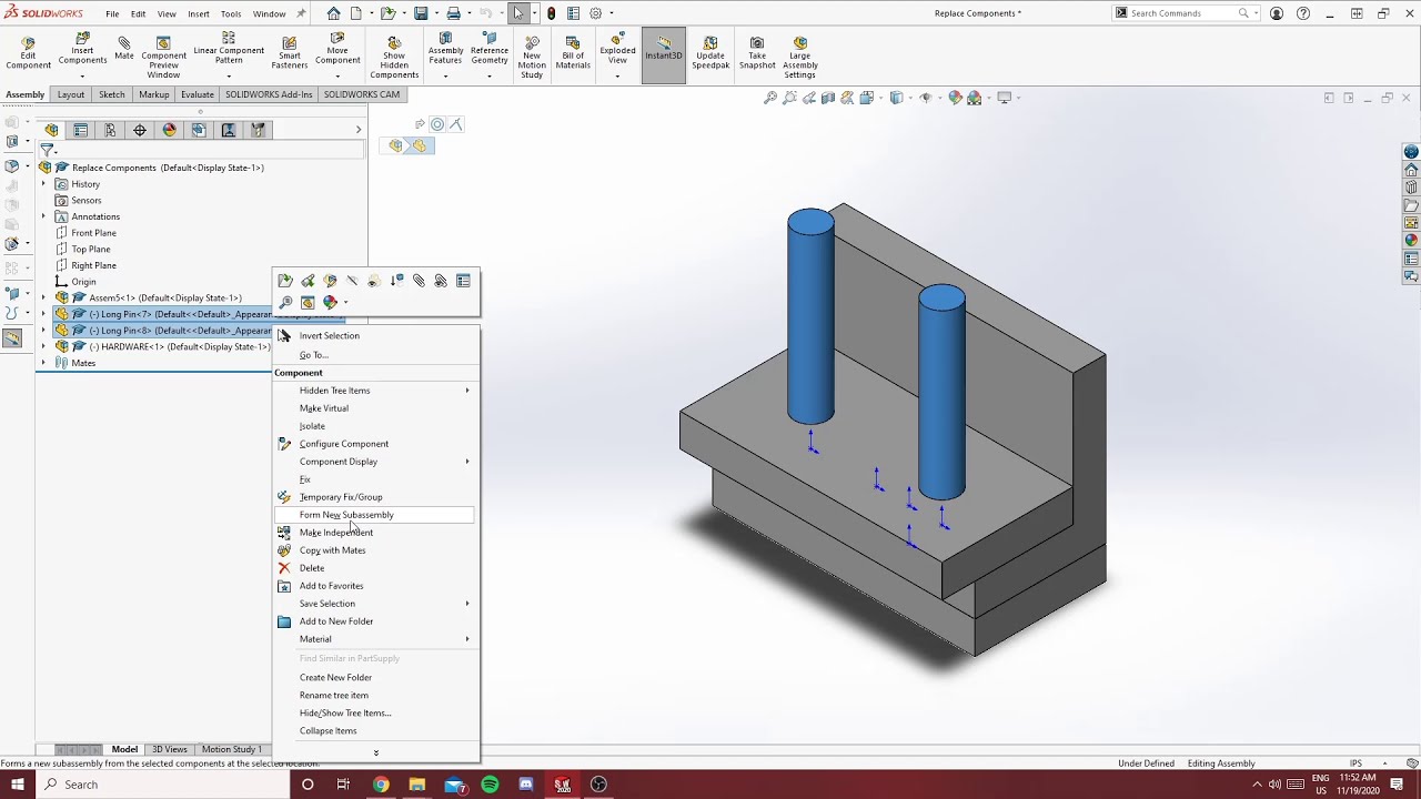 Working with Subassemblies - SolidWorks 2020