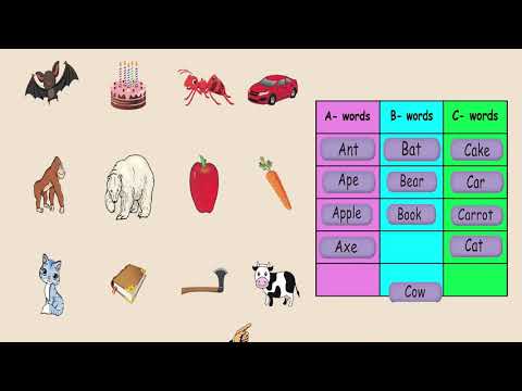 class 1 learn group the words that begin with the same letter and count them
