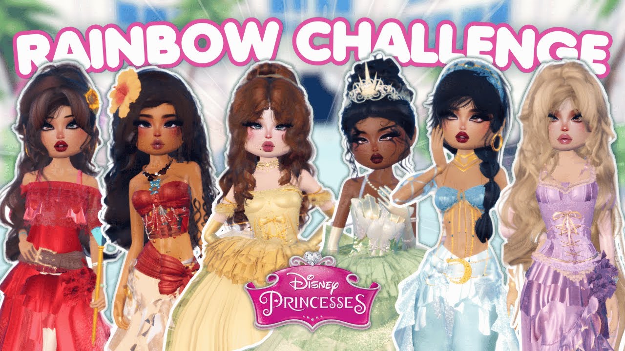 RAINBOW CHALLENGE But DISNEY PRINCESS! Making an Outfit for *EVERY* COLOR!! (Dress to Impress)