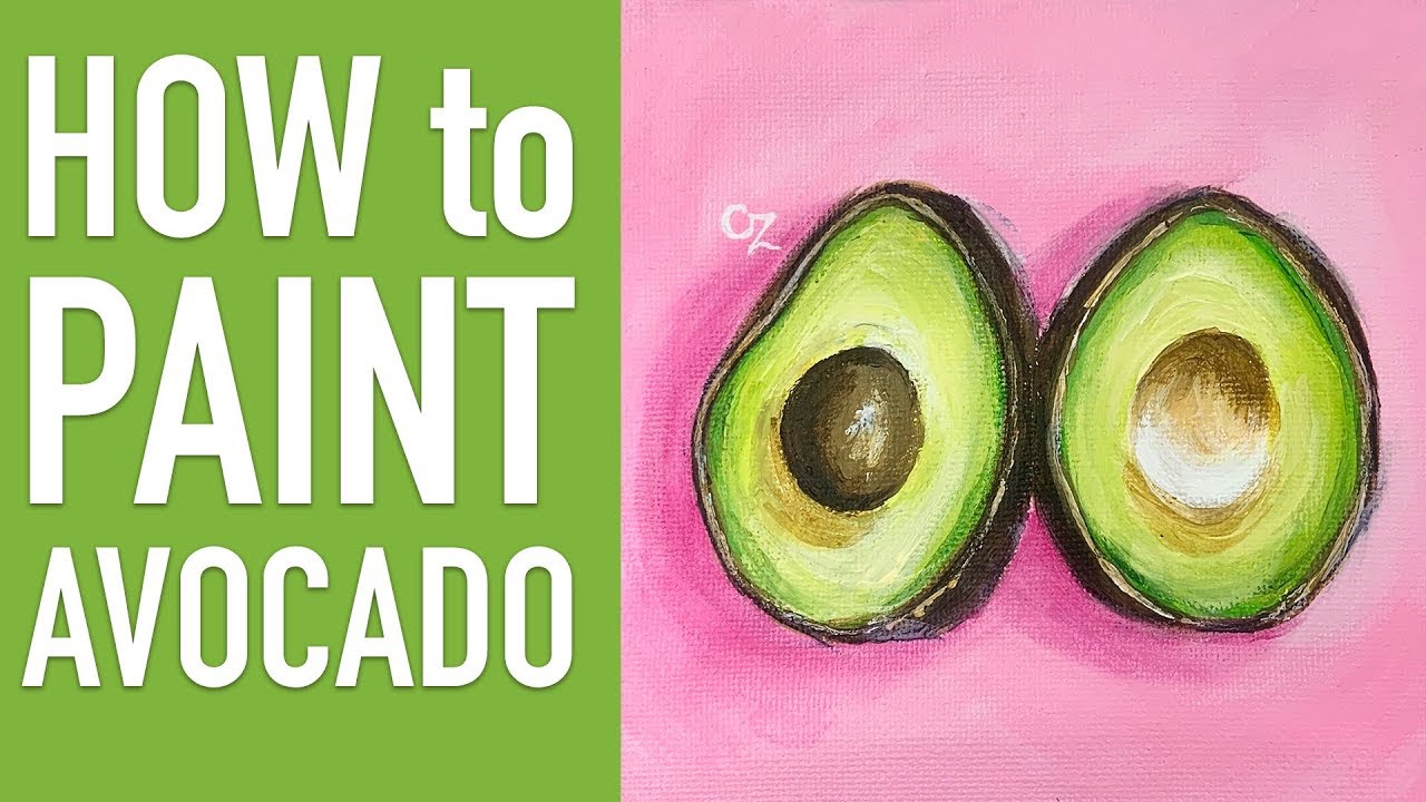 🥑 Time-lapse tutorial: How to paint avocado 🥑 in acrylic