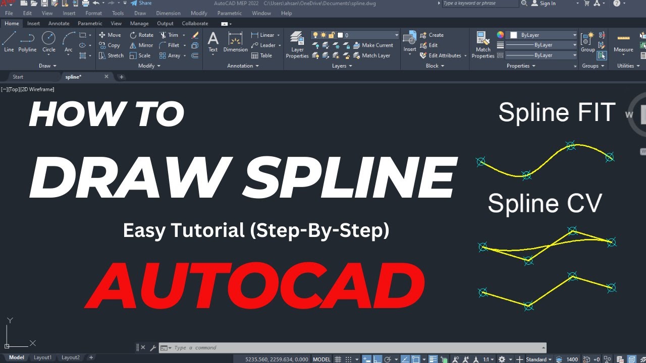 How to Draw Splines in AutoCAD Easy Tutorial (Step-By-Step) #spline #autocad