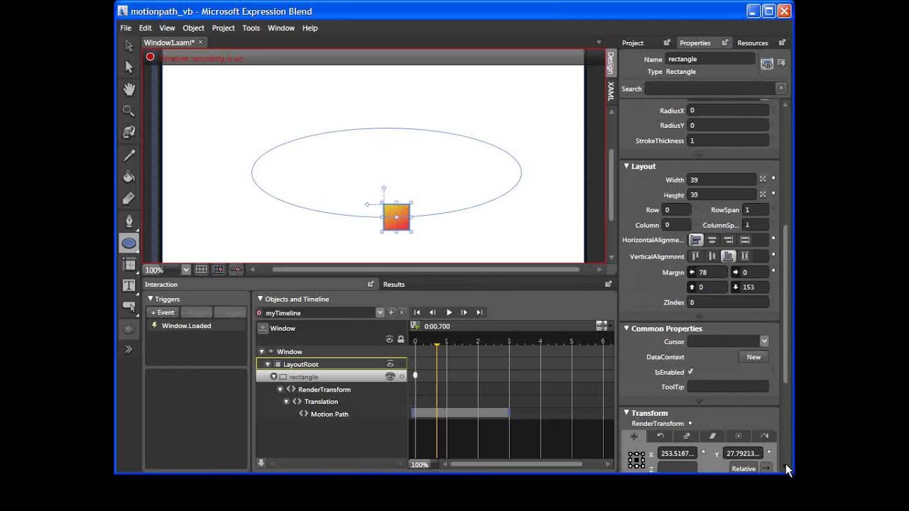 WPF Motion Paths in Microsoft Expression Blend