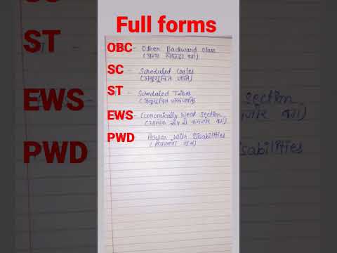 Full form of sc,St ,obc,PWD,ews