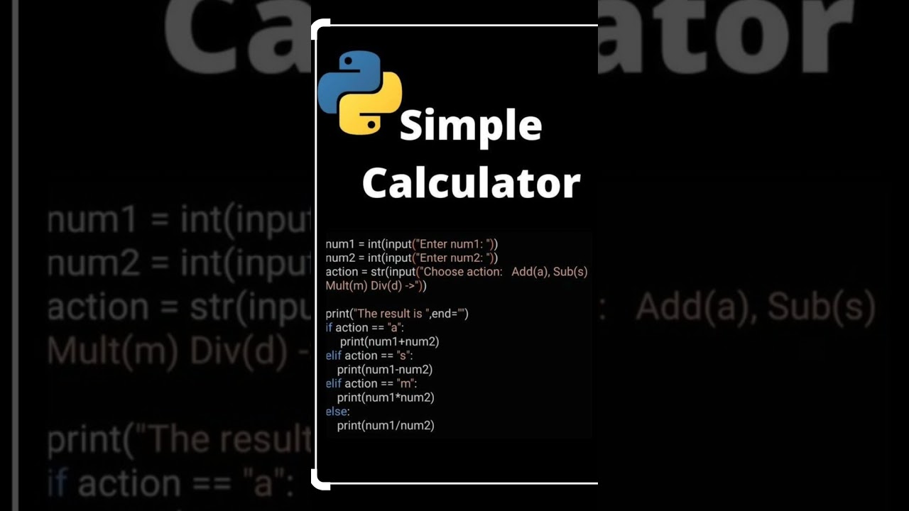 Simple Calculator in python #python #coding +#shorts