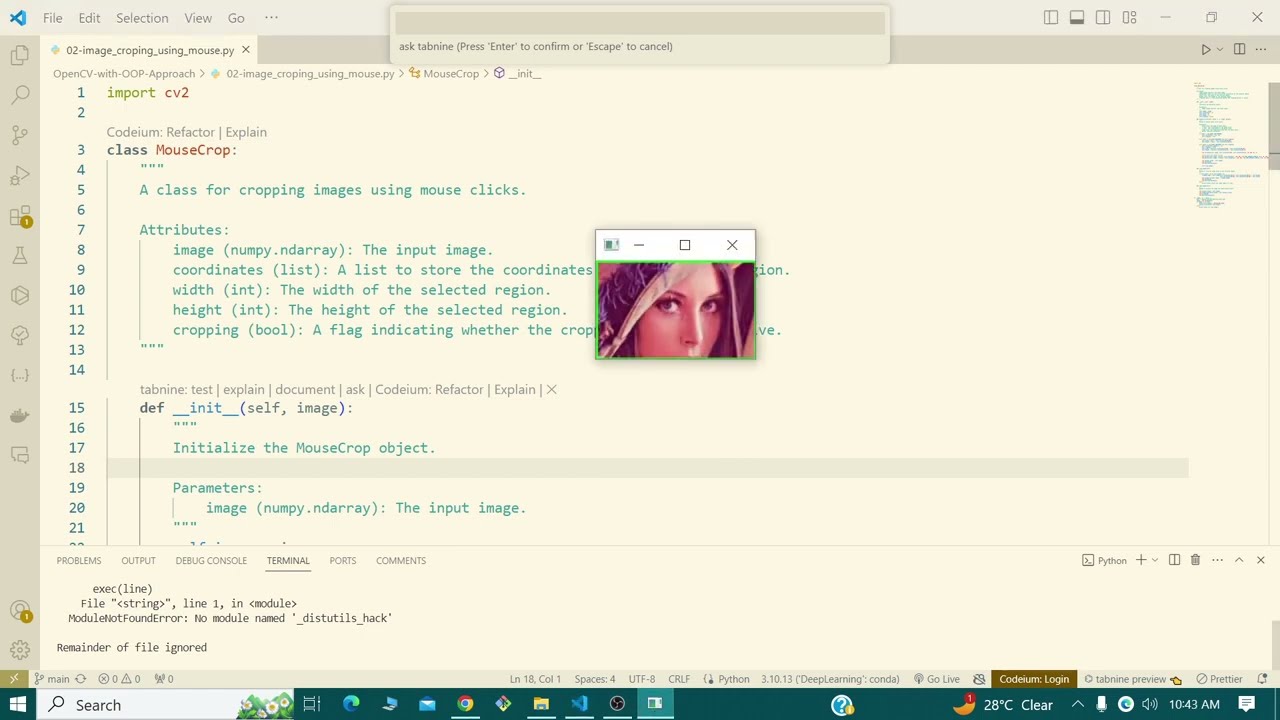 Image Croping Using Mouse Clicks | OOP Approach || OpenCV | | Image Processing | Codingna