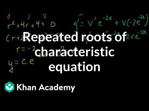 Repeated roots of the characteristic equation | Second order differential equations | Khan Academy
