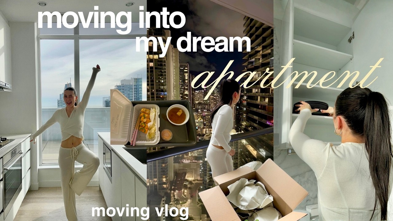 moving into my DREAM APARTMENT🔑 | kitchen organization, unpacking + getting settled in