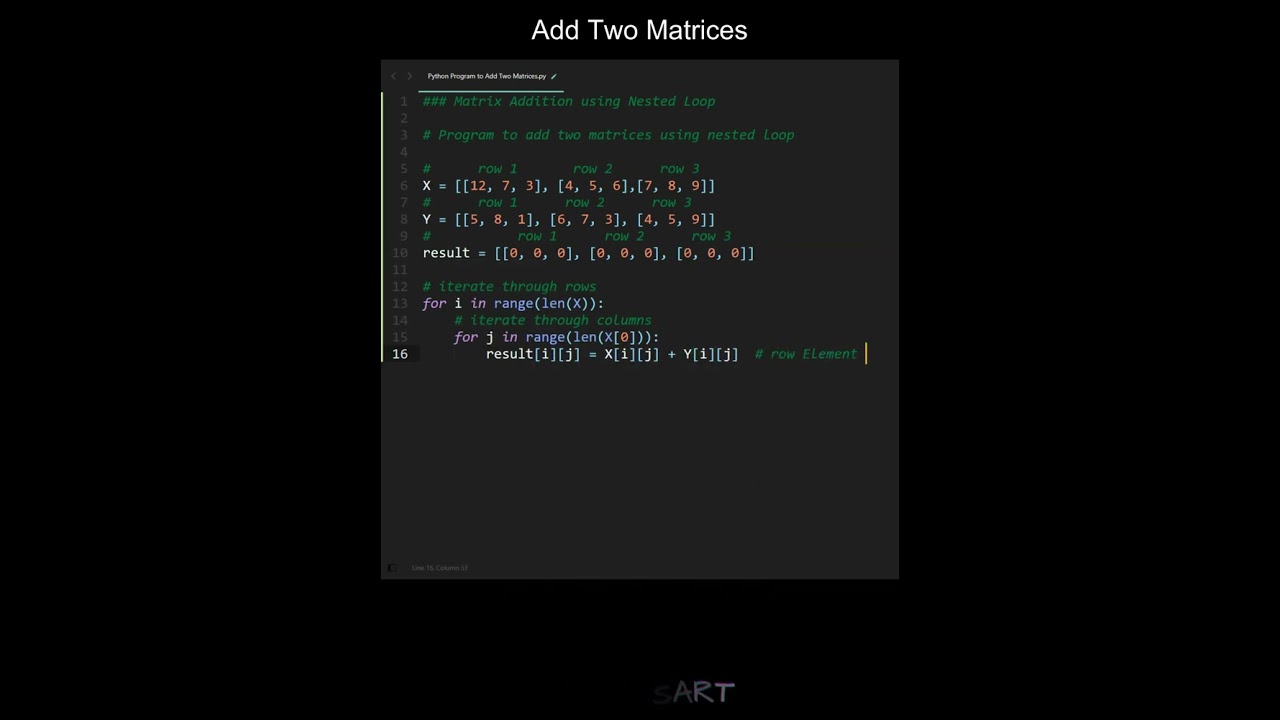 Add Two Matrices in Python | Python Examples | Python Coding Tutorial | Python Coding Interview
