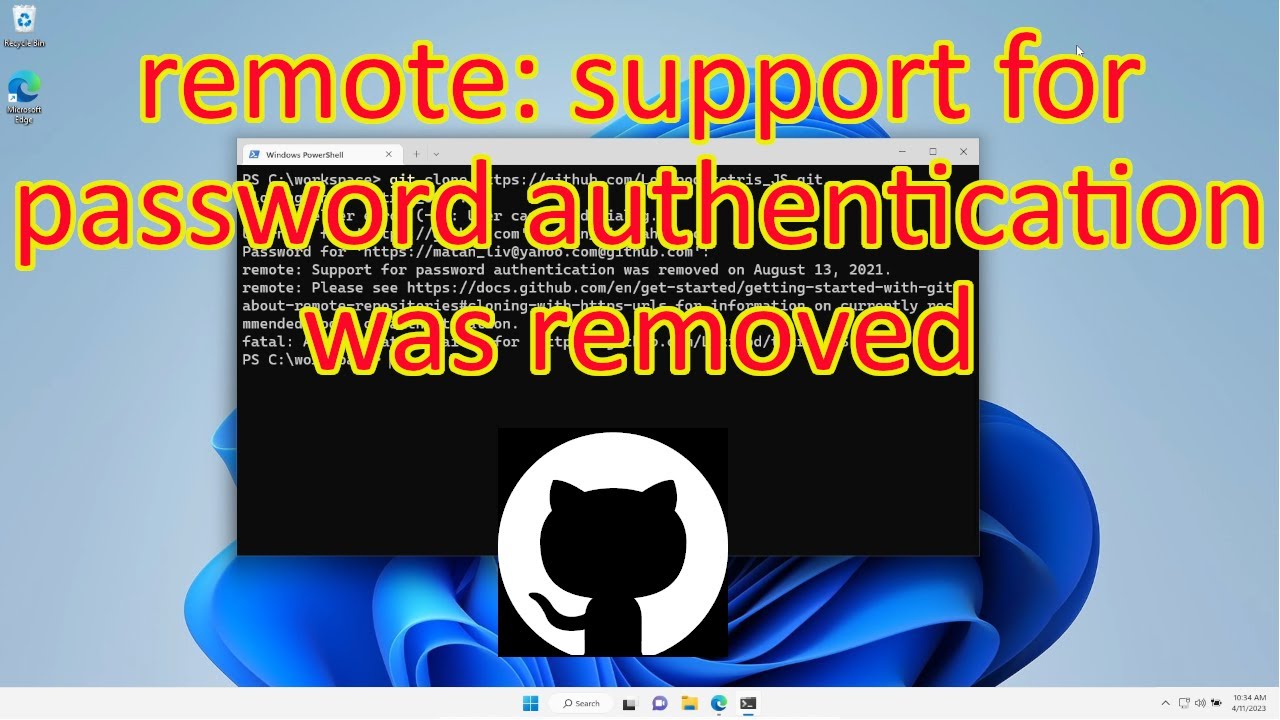 GitHub: Support for password authentication was removed