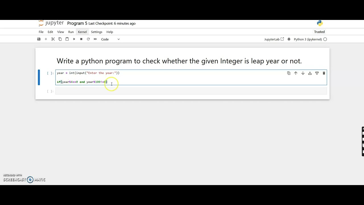 Python program to check whether the integer(year) is leap year or not