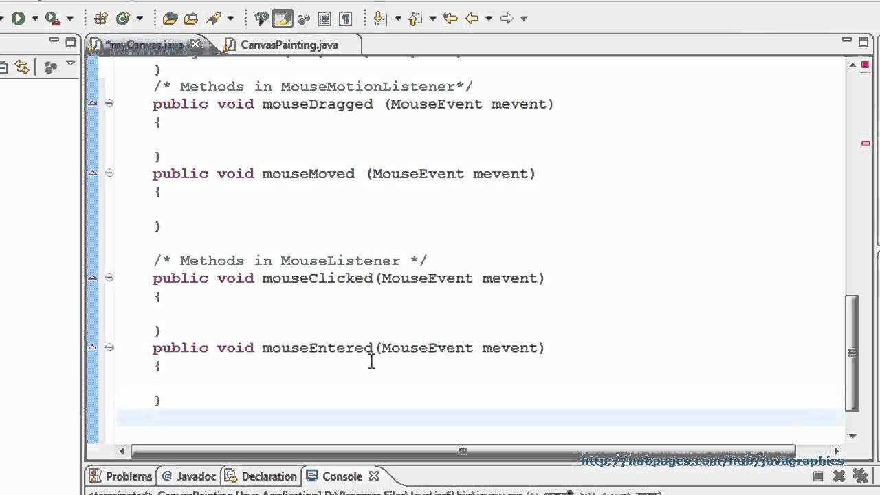 Java Graphics Tutorial - 3: Triggering by Mouse Events on The Canvas