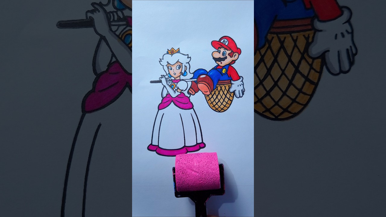 MarioXPrincessPeach 💓 Amazing Paint Art #supermario #art