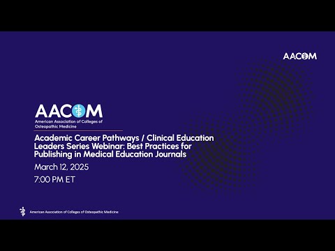 AOGME Webinar: Best Practices for Publishing in Medical Education Journals