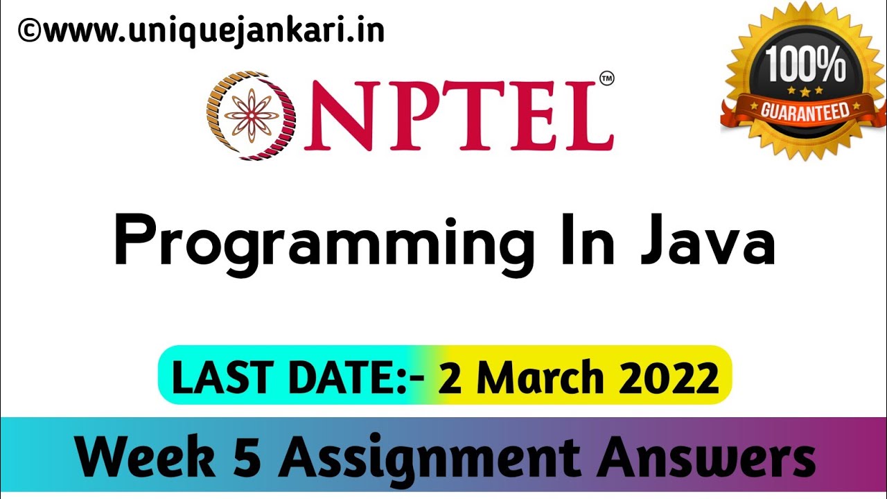 Programming In Java  NPTEL Week 5 Assignment Answers 2022 || Unique Jankari