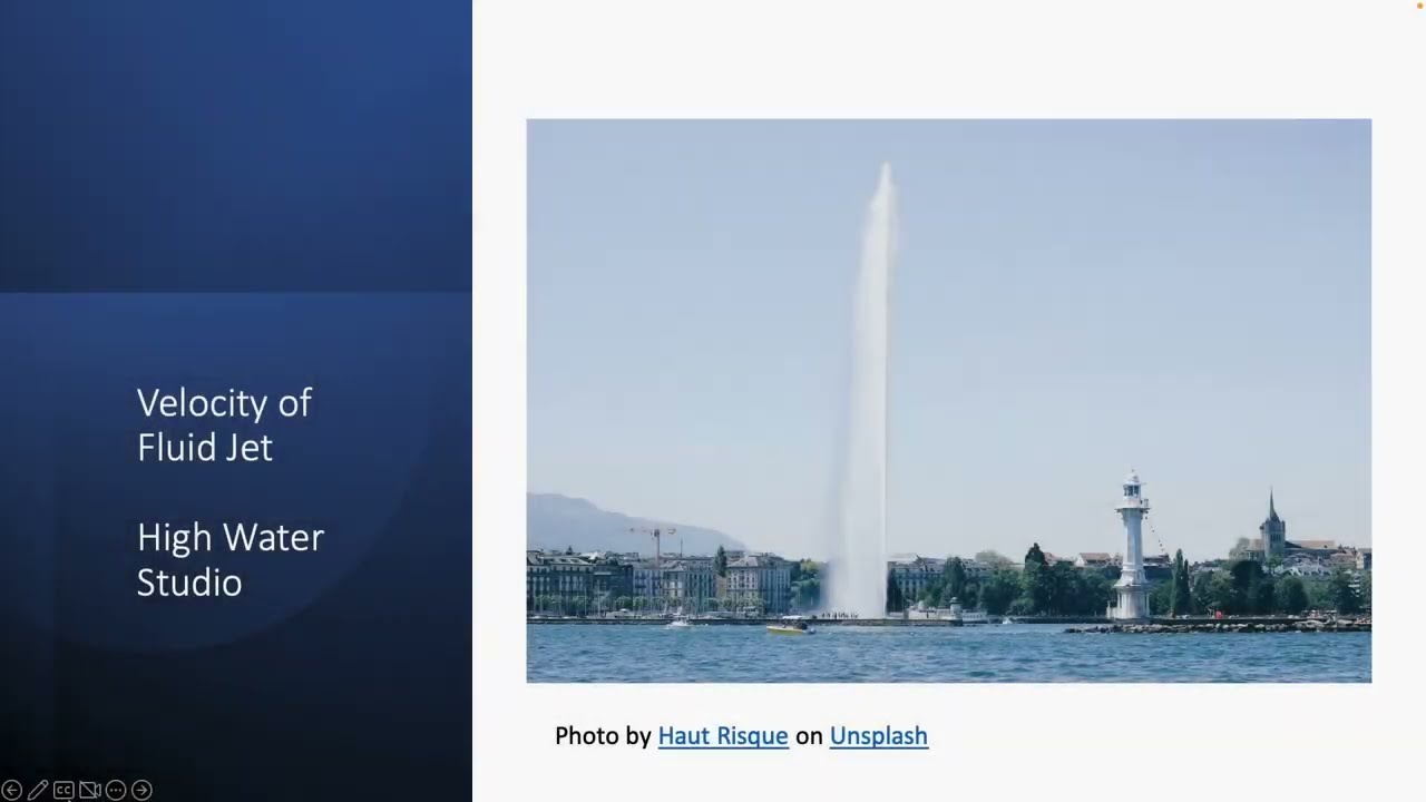 Fluid Mechanics of a Free Jet - Solve Vel. Using the Fluid Energy Equation - Pressurized Pipe Flow