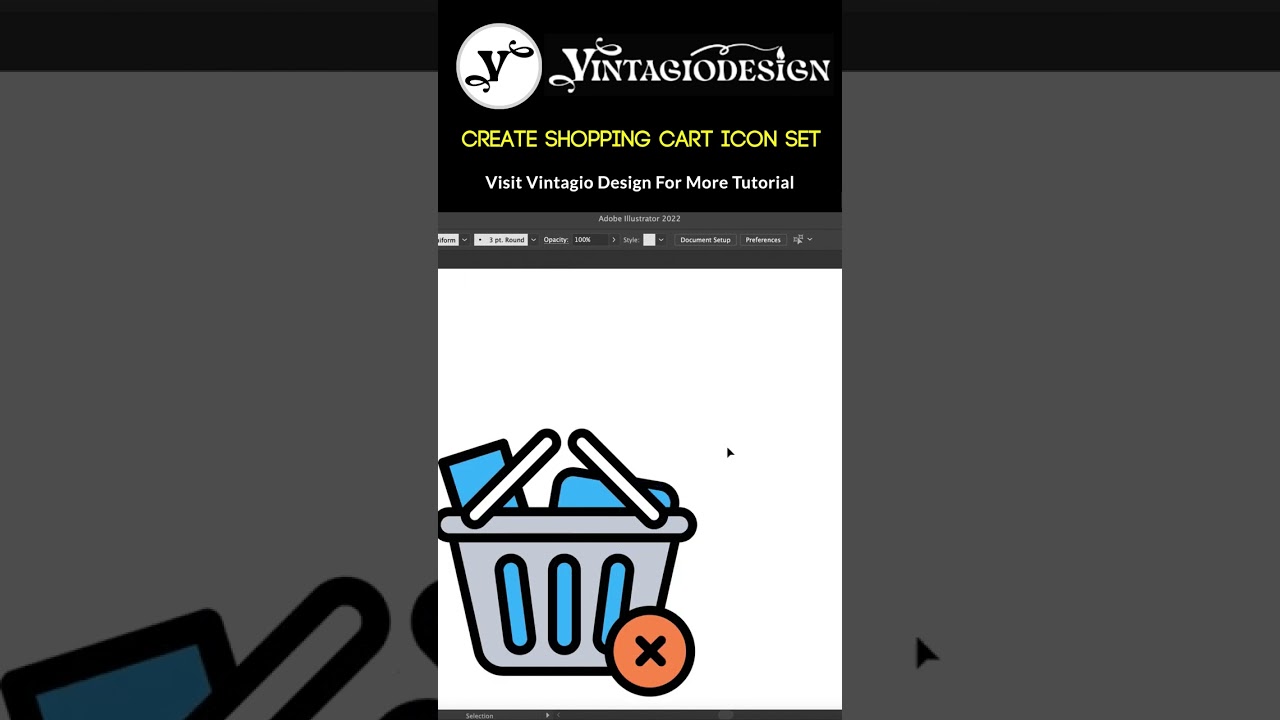 Fast CREATE SHOPPING CART ICON SET With Adobe Illustrator #shorts