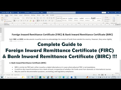 All About Foreign Inward Remittance Certificate (FIRC) & Bank Inward Remittance Certificate (BIRC).