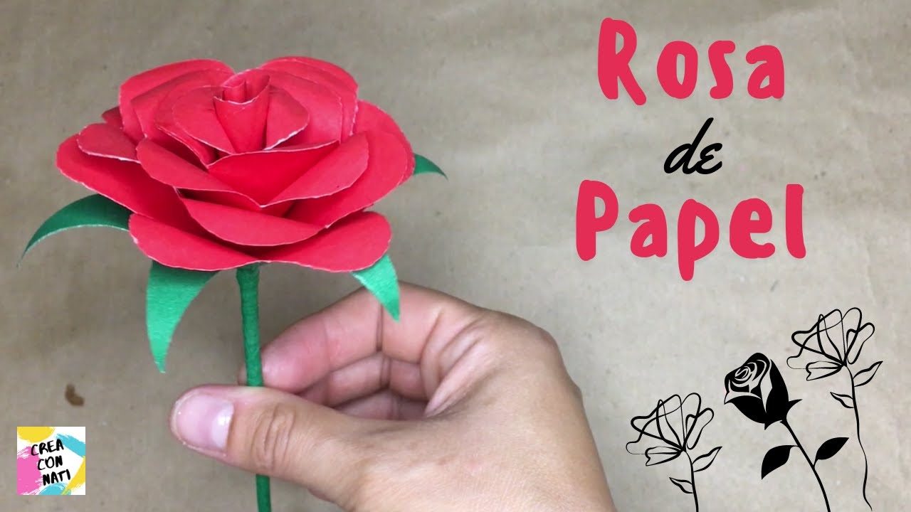 🌹 Cómo hacer una ROSA de PAPEL CARTULINA - FÁCIL Y RÁPIDA - San Valentín