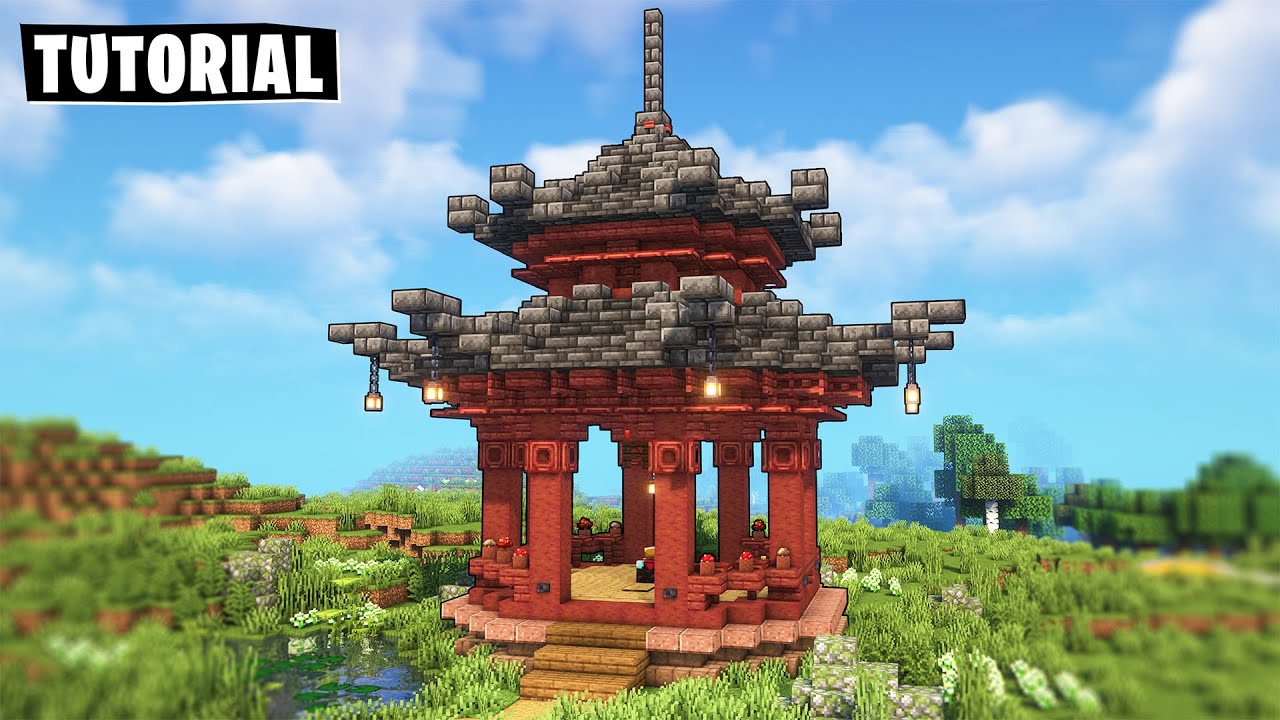 How to Build a Japanese Gazebo in Minecraft - Tutorial - Minecraft Builders