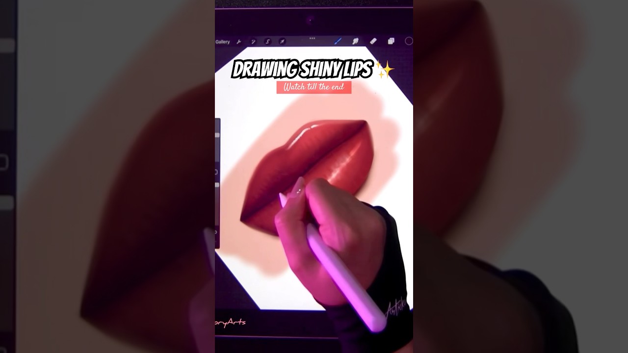 Easy Shiny Lips Tutorial ✨👄 #art #semirealism #procreatedigitalart #arttutorial #artist #drawing