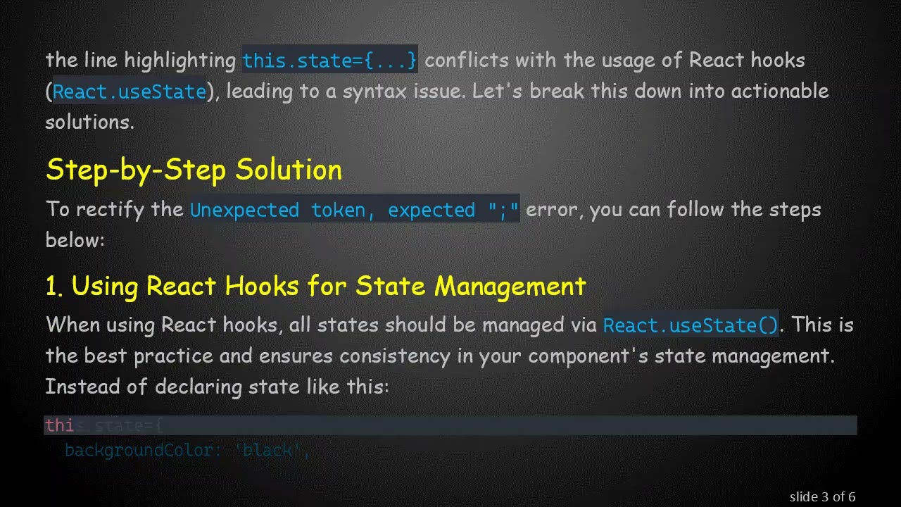 Fixing the Unexpected token, expected 