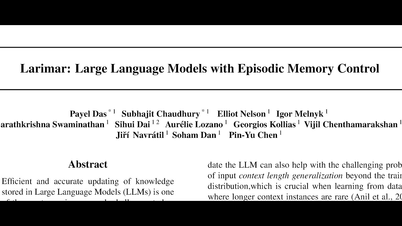 Larimar: Large Language Models with Episodic Memory Control