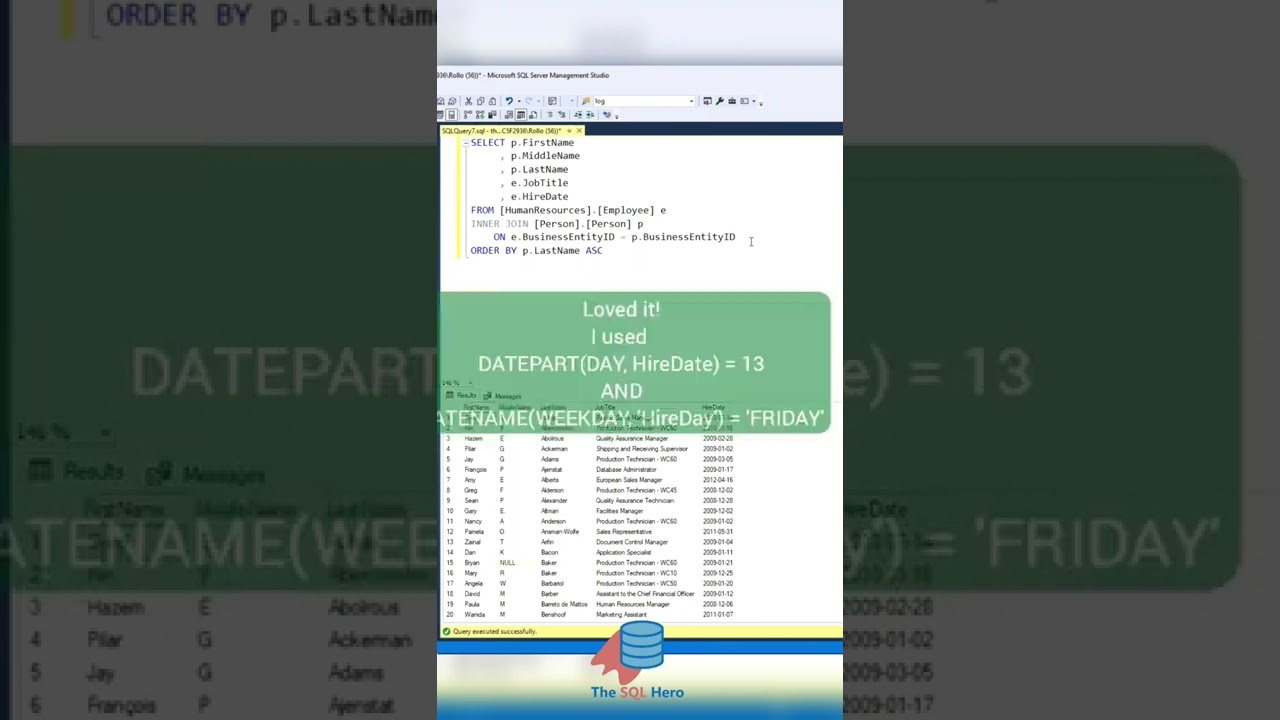 Date Types manipulation #sql #sqlserver #database #dba #data #dataengineer #dataanalytics #dev