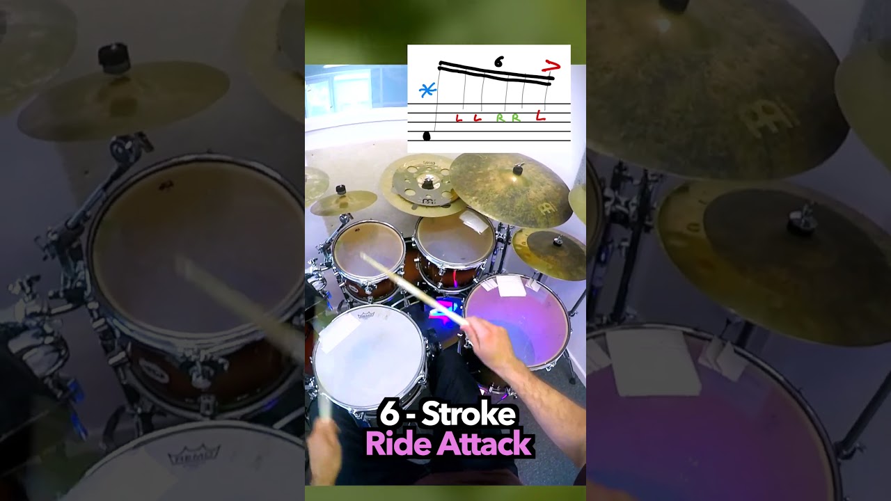6 Stroke Ride Attack - DRUM LESSON  #drums #drumlesson #drummer