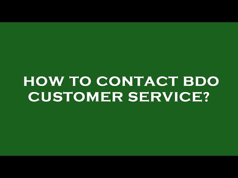 How to contact bdo customer service?