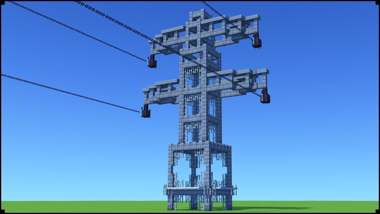 How To Make a Power Line Tower In Minecraft | City Tutorial - Minecraft ...