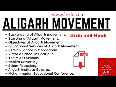 Aligarh Movement and Sir Syed's Contribution in it. Background, Starting and End. With Notes PDF