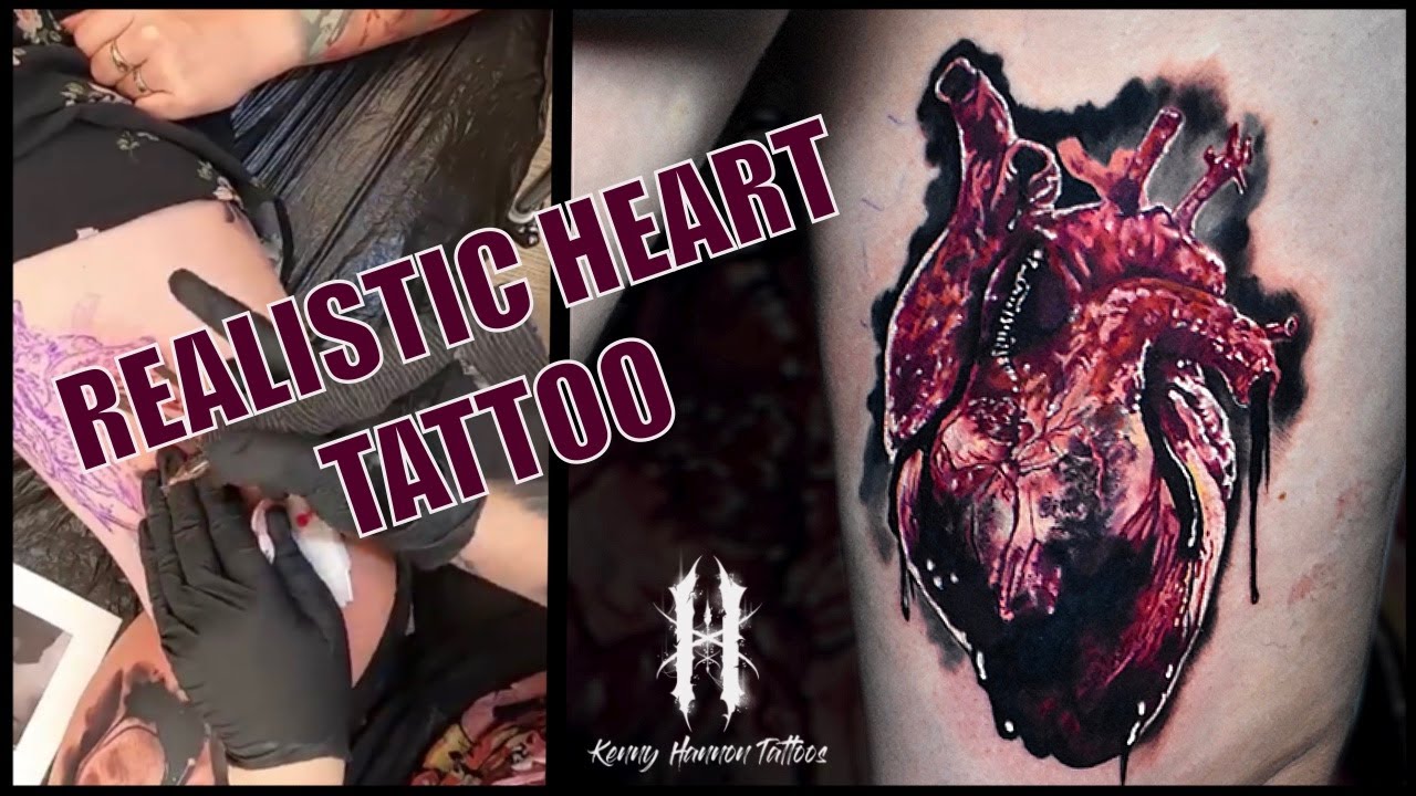 Timelapse Realistic Heart Tattoo - by Kenny Hannon